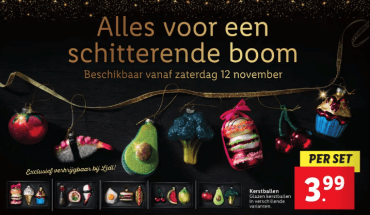 Voor in de boom: LIDL verkoopt kerstballen in de vorm van eten